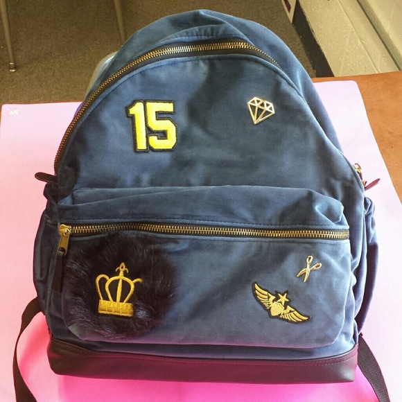 Mossimo Supply Co. | Bags | Mossimo Blue Velour Backpack | Poshmark